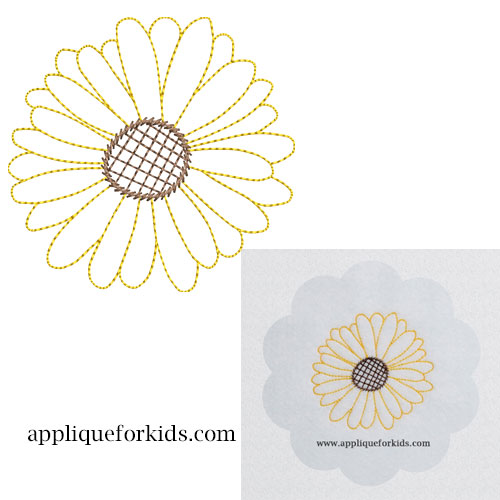 Daisy Outline Flower Embroidery Design