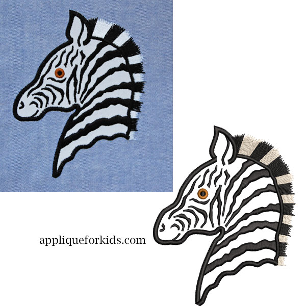 Zebra head Applique Design
