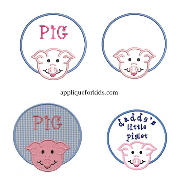 Pig Patch Applique Design