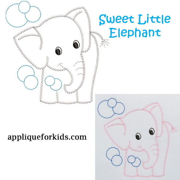 Sweet Little Elephant Embroidery design